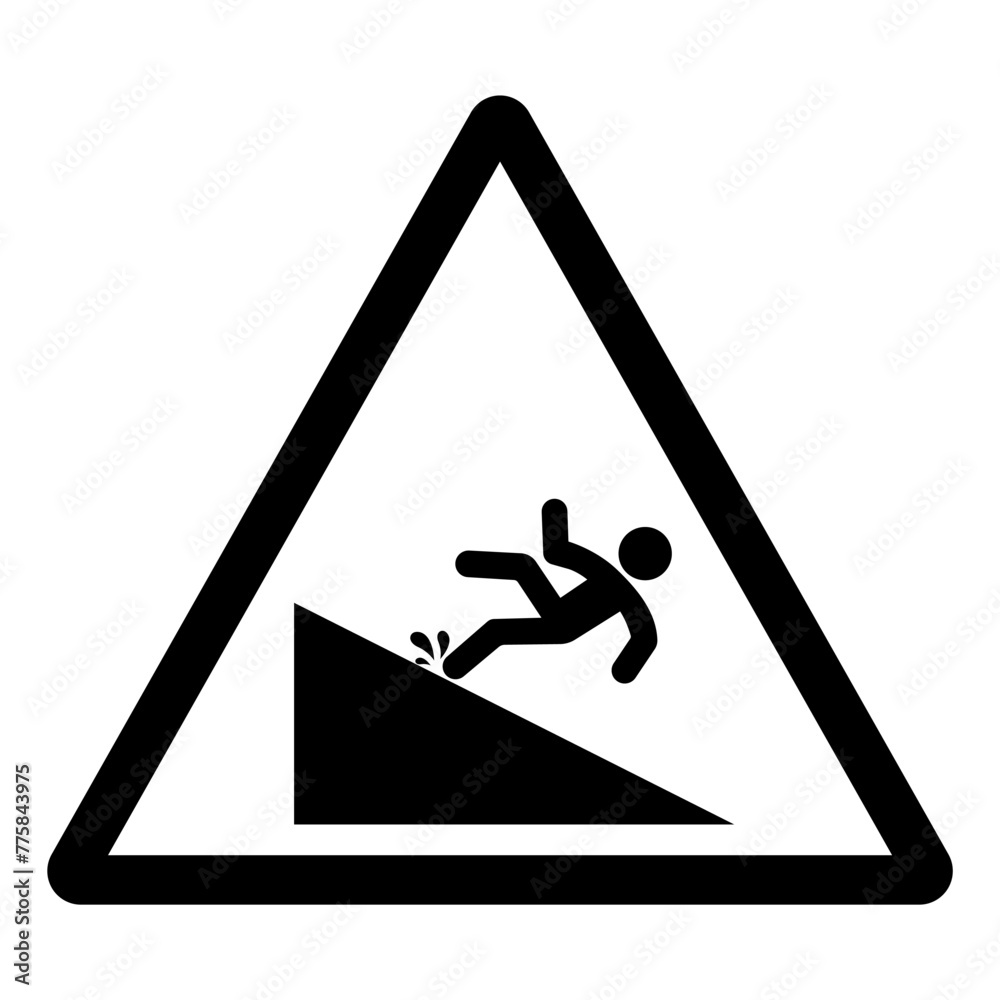 Warning Slippery Slope Hazard Symbol Sign,Vector Illustration, Isolate ...