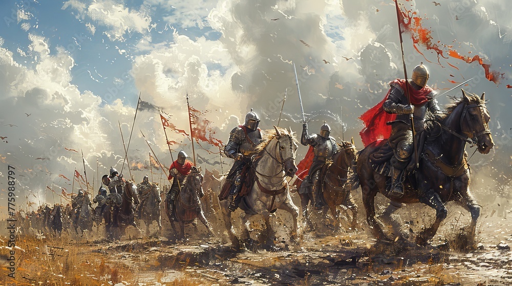 Stock-Illustration „Medieval Battle: Illustrate a fierce battle scene ...