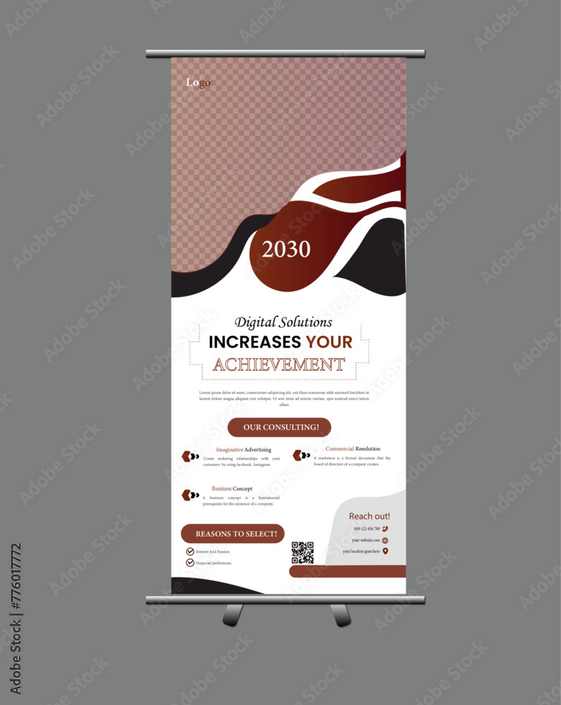 Corporate rollup banner template, advertisement, pull up, polygon ...