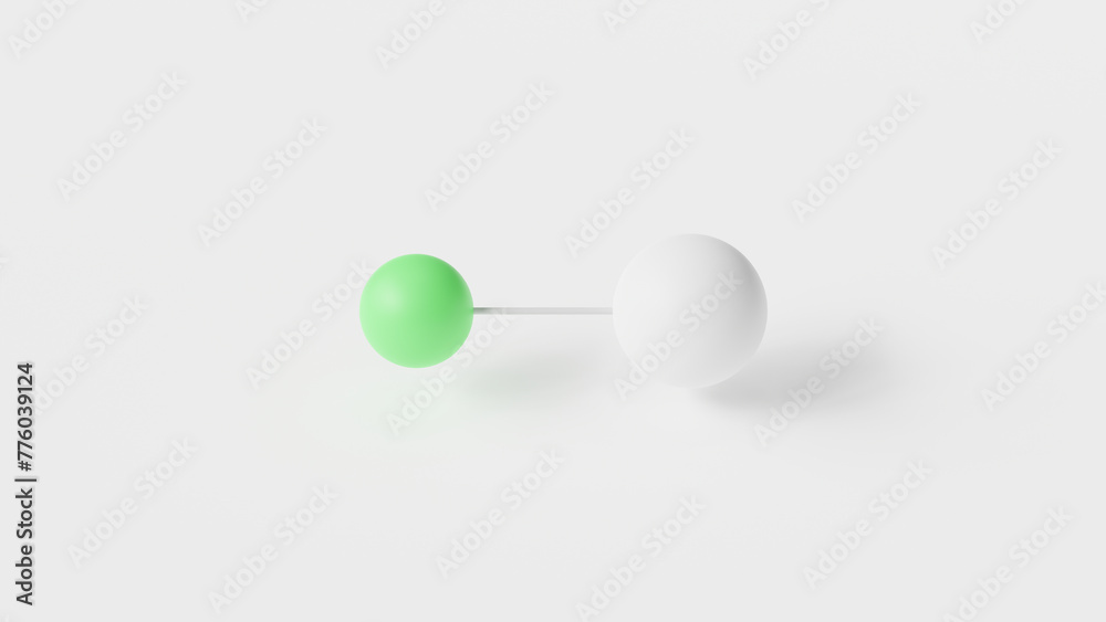 silver chloride molecule 3d, molecular structure, ball and stick model ...