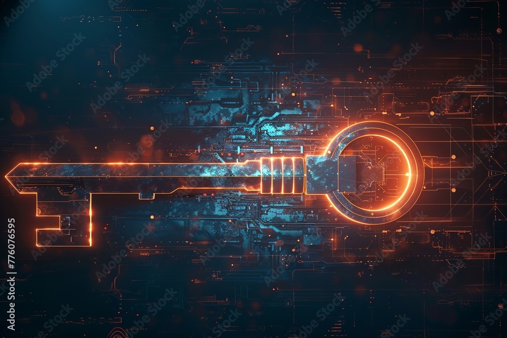 Private key encryption, intricate and coded, concept design ...