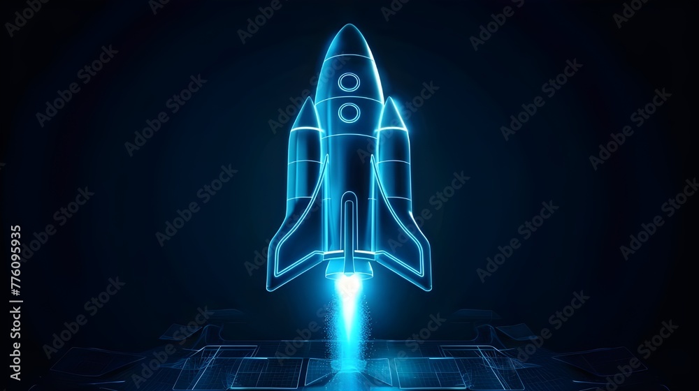 Digital rockets launch into outer space. Boosting and taking off career ...