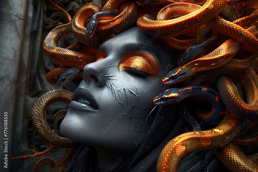 Snake Woman: the Gorgon Medusa in Greek mythology, represented as a ...