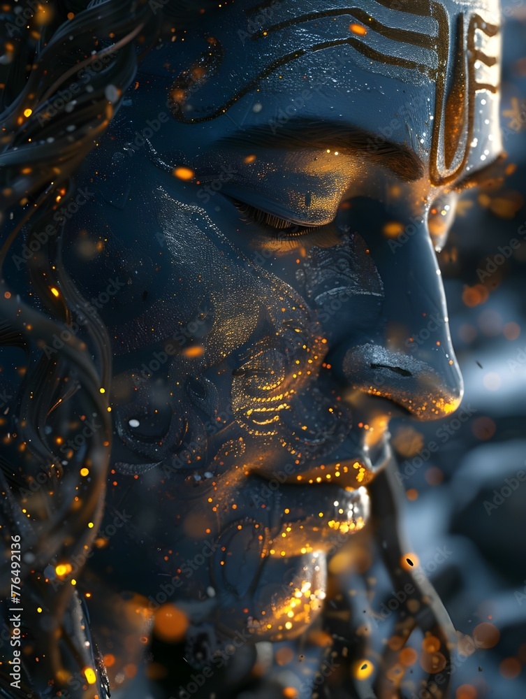 Closeup Portrait of Hyper-Realistic Lord Shiva in Cosmic Blue Wallpaper ...