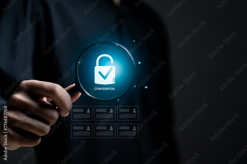 Employee confidentiality concept. Access documents data with padlock ...