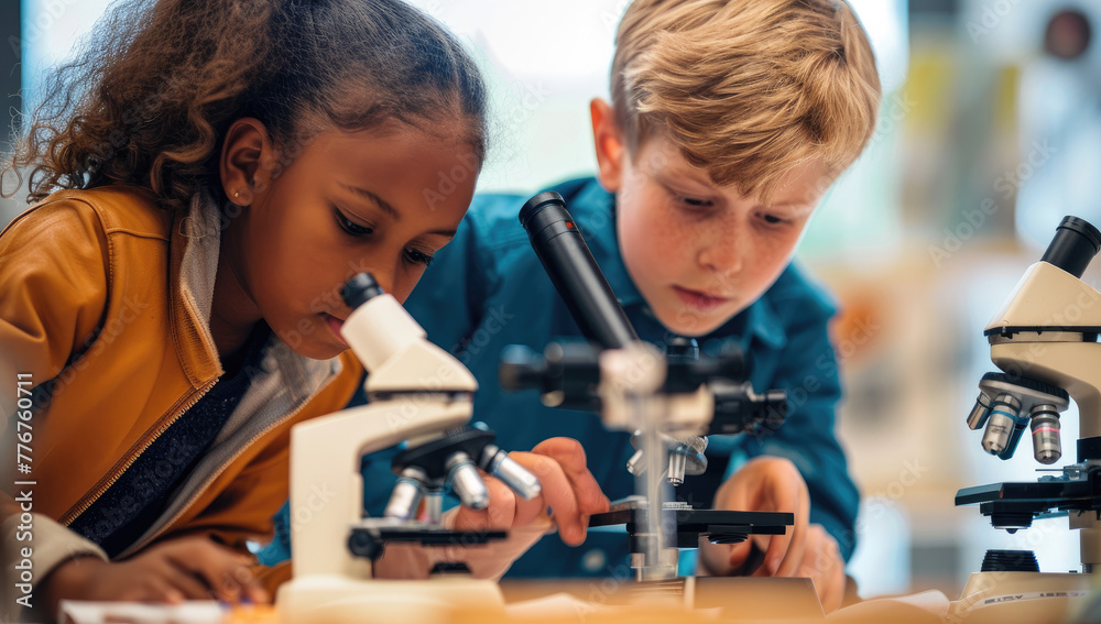 A photo of two students, one African American girl and the other white ...