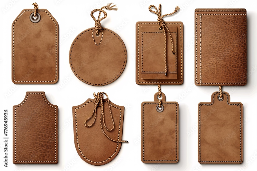 Collection of tan separated lifelike hide patch. Identification marker ...