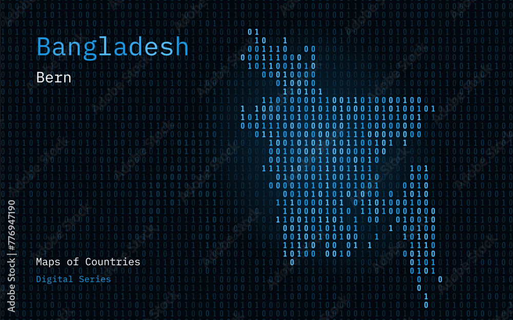 Bangladesh Map Shown in Binary Code Pattern. TSMC. Matrix numbers, zero ...