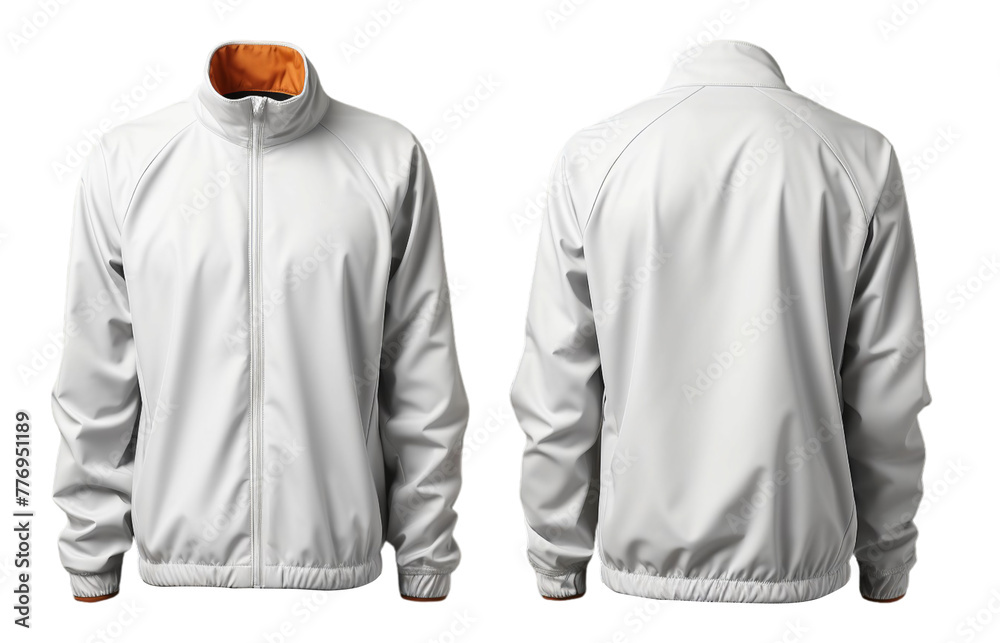Plain white jacket mockup, parachute material, Front and back view ...