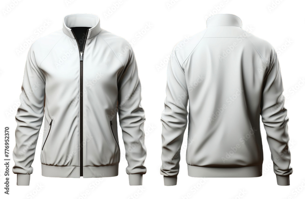 Plain white jacket mockup, Front and back view, isolated on transparent ...