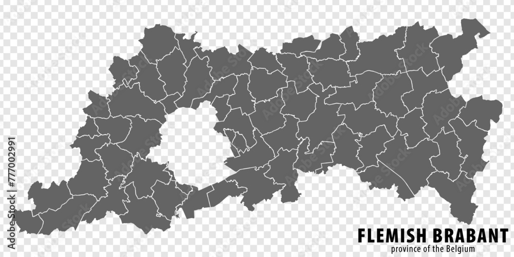 Blank map Province Flemish Brabant of Belgium. High quality map Flemish ...