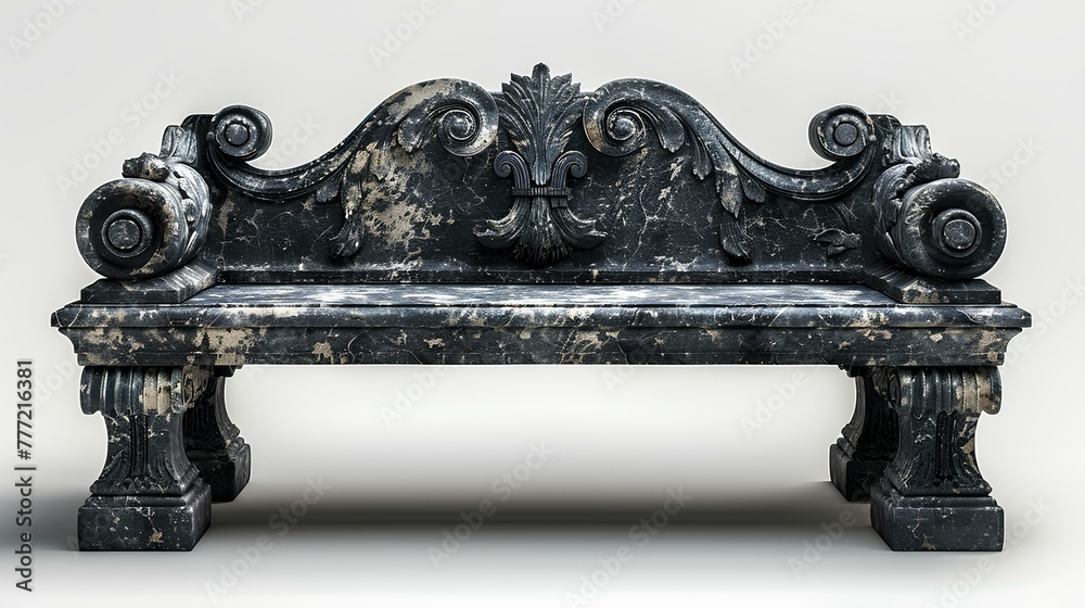 Old abstract bench design. Old stone bench isolated on white background ...