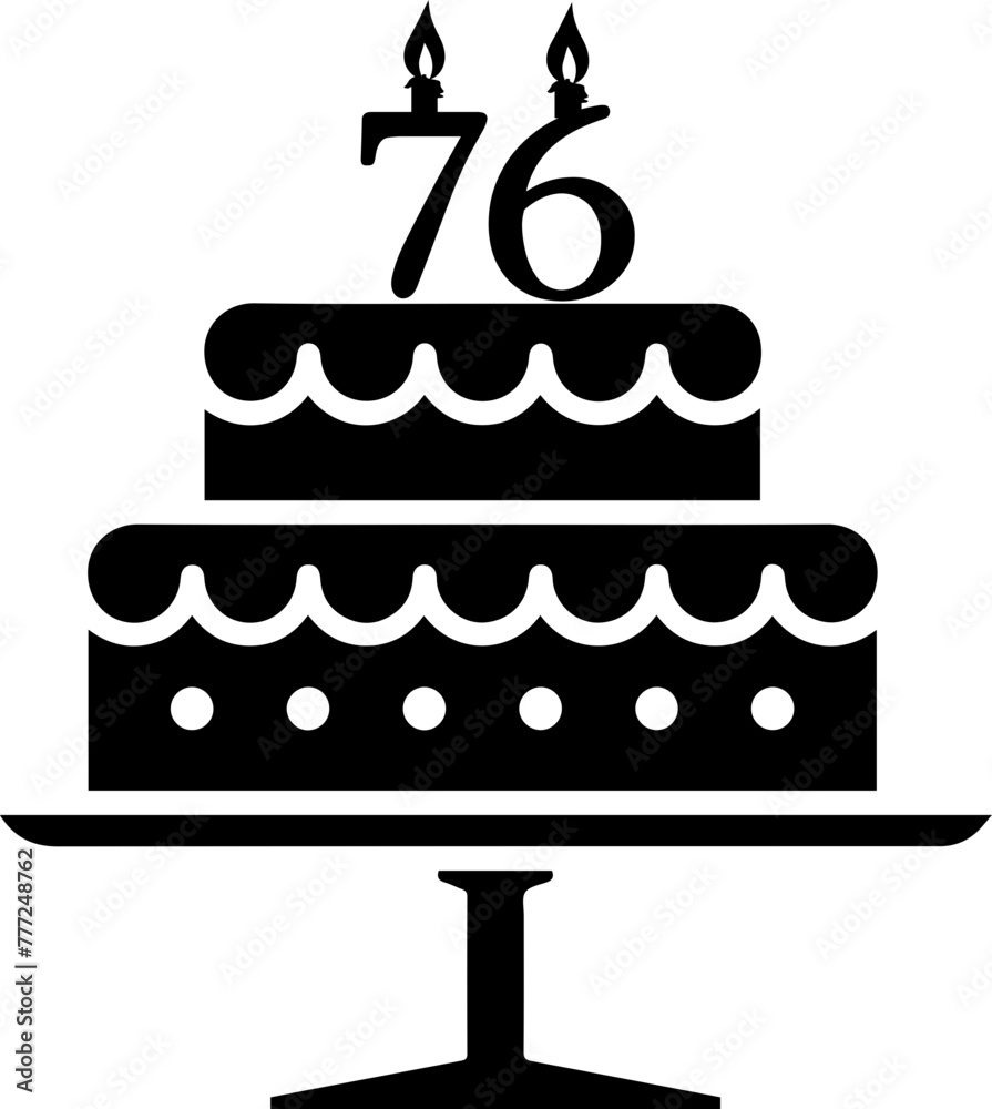 76 numbering birthday cake icon Stock Vector | Adobe Stock