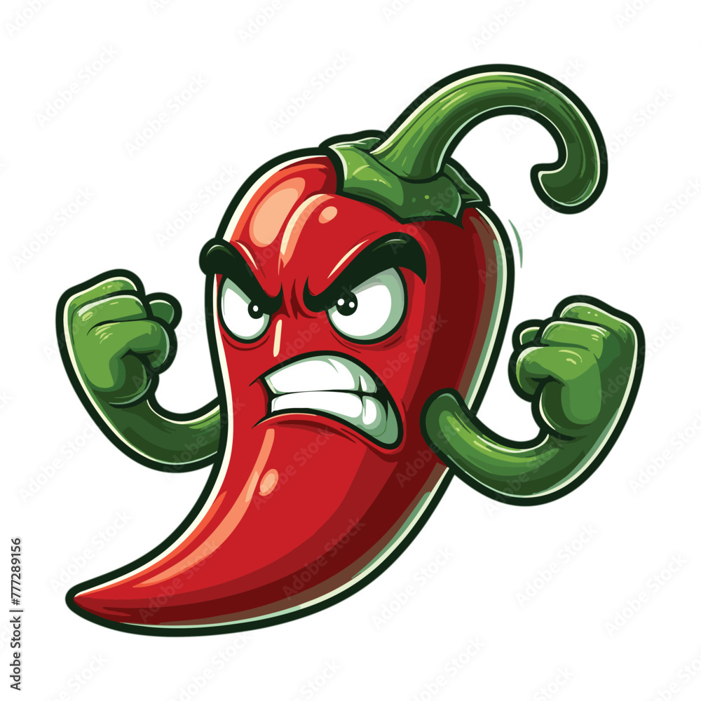 Angry chili pepper cartoon vector illustration Stock Vector | Adobe Stock