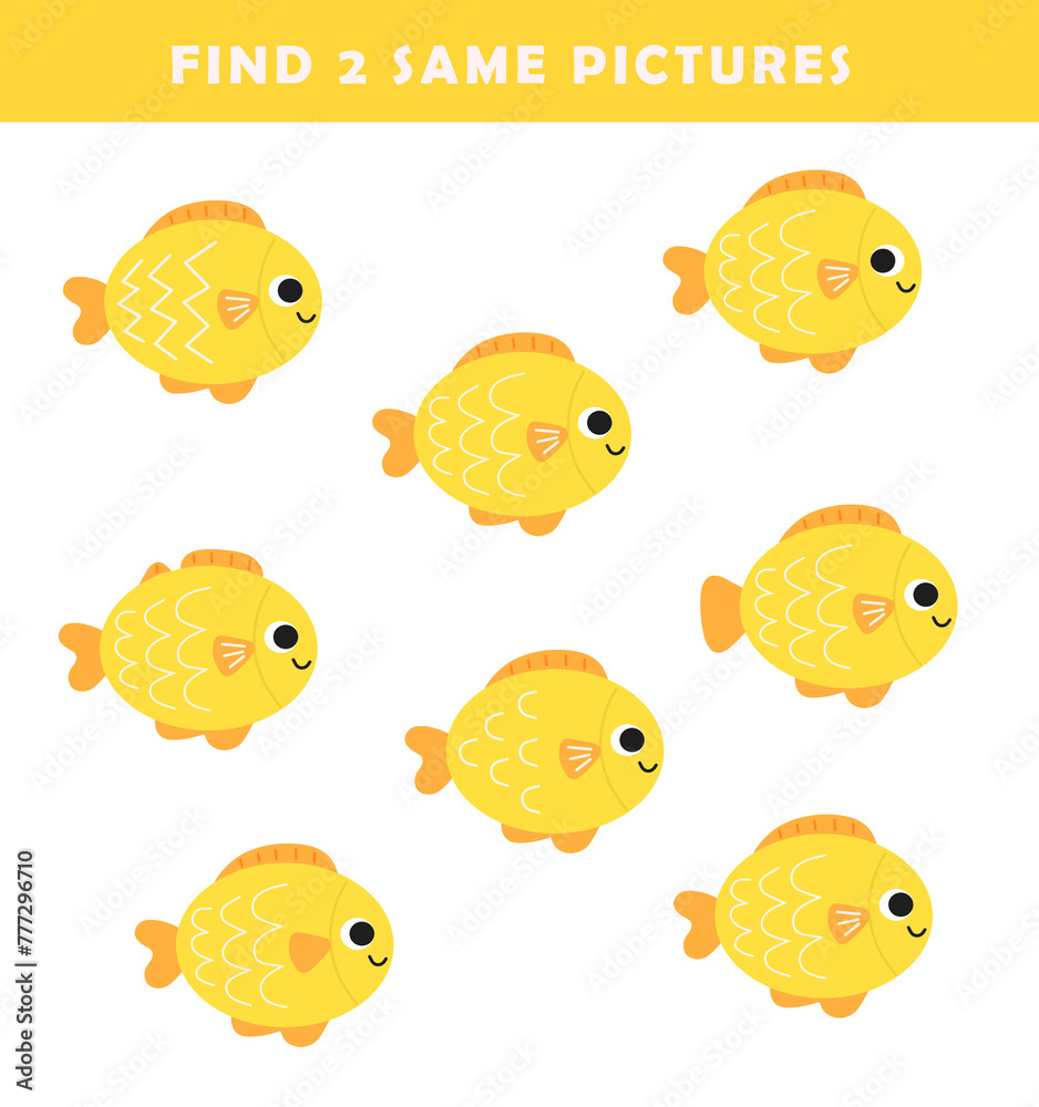 Find 2 same pictures. Puzzle game for children. Preschool worksheet ...