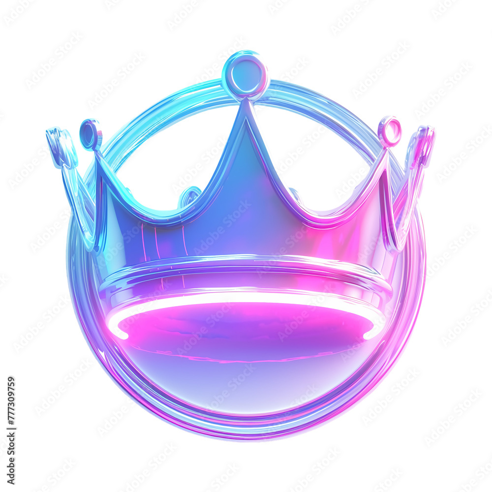 Crown Hologram Gradient Game Rank Icon: Transparent Icon of a Crown ...