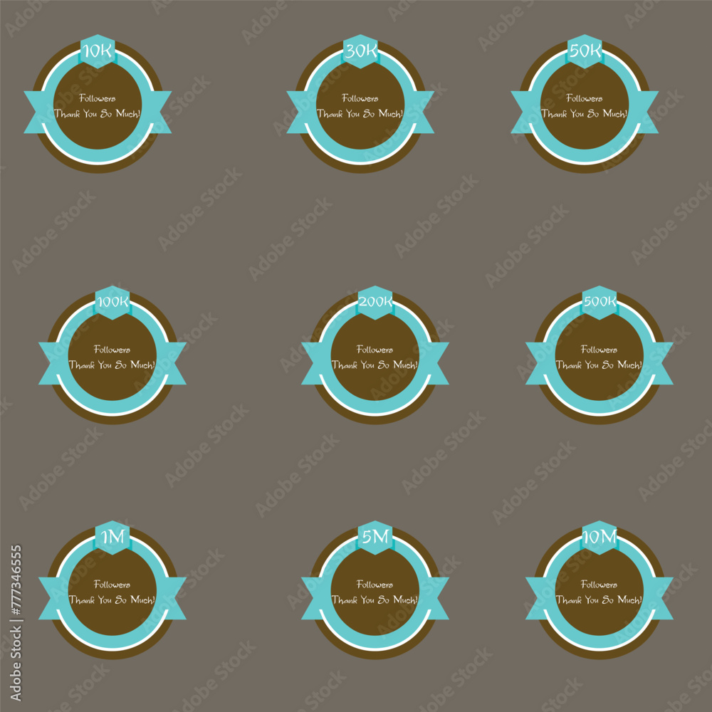 Adobe IllustFollowers Achievement Badge Thank you 10K 30K 50K 100K 200K ...