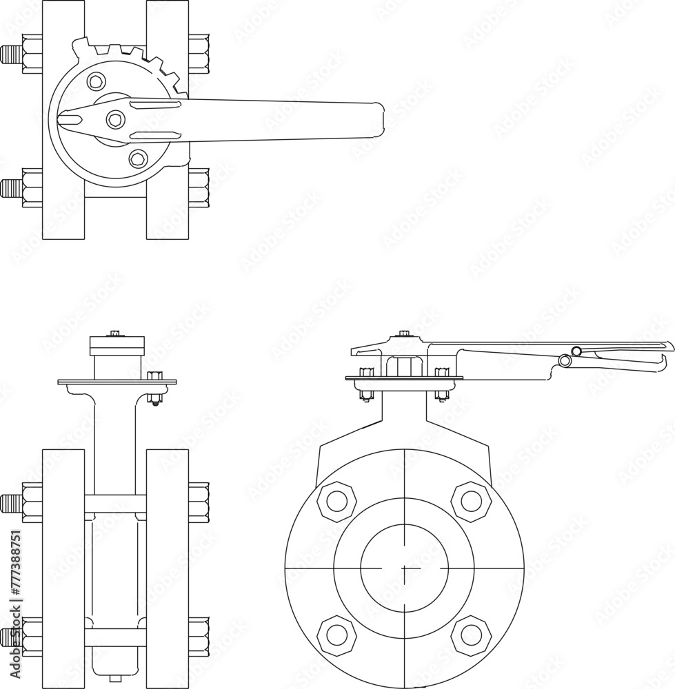 vector design sketch illustration, technical drawing of iron pipe ...