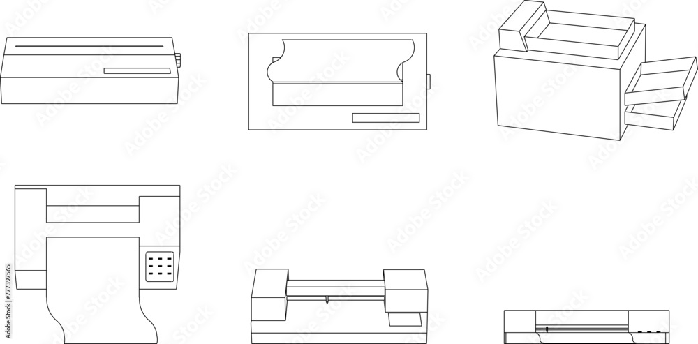 Adobe Illustrator Artwork small industrial printer plotter drawing ...