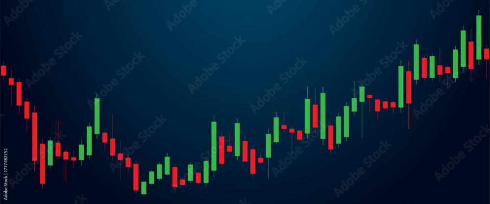 Trading candlestick chart of stock finance on a dark background ...