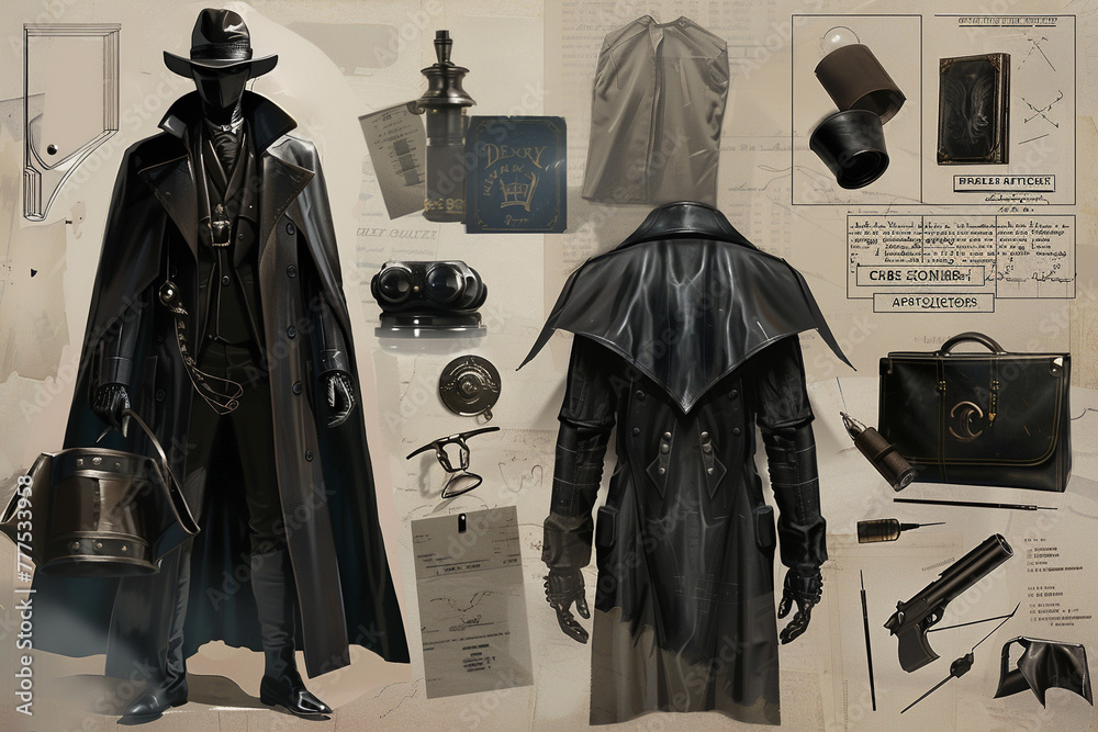 Character sheet concept image for a futuristic knight, with detailed ...