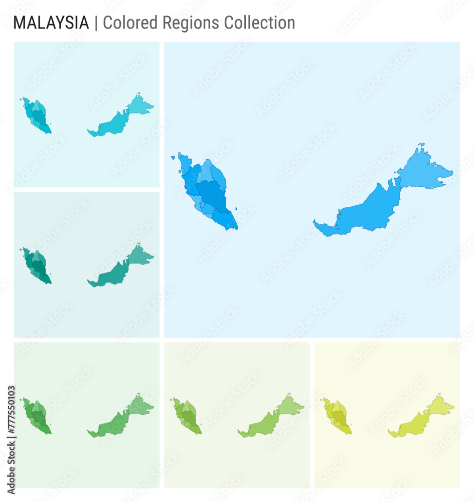 Stock-Vektorgrafik „Malaysia map collection. Country shape with colored ...
