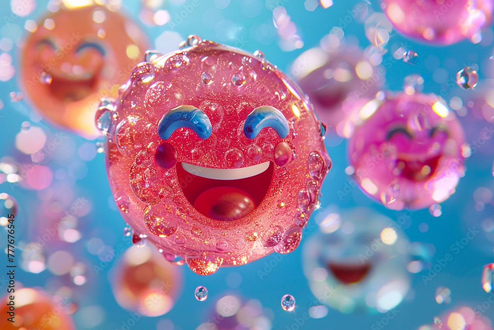Crystal emojis floating in 3D space, a spectrum of smiling faces Stock ...