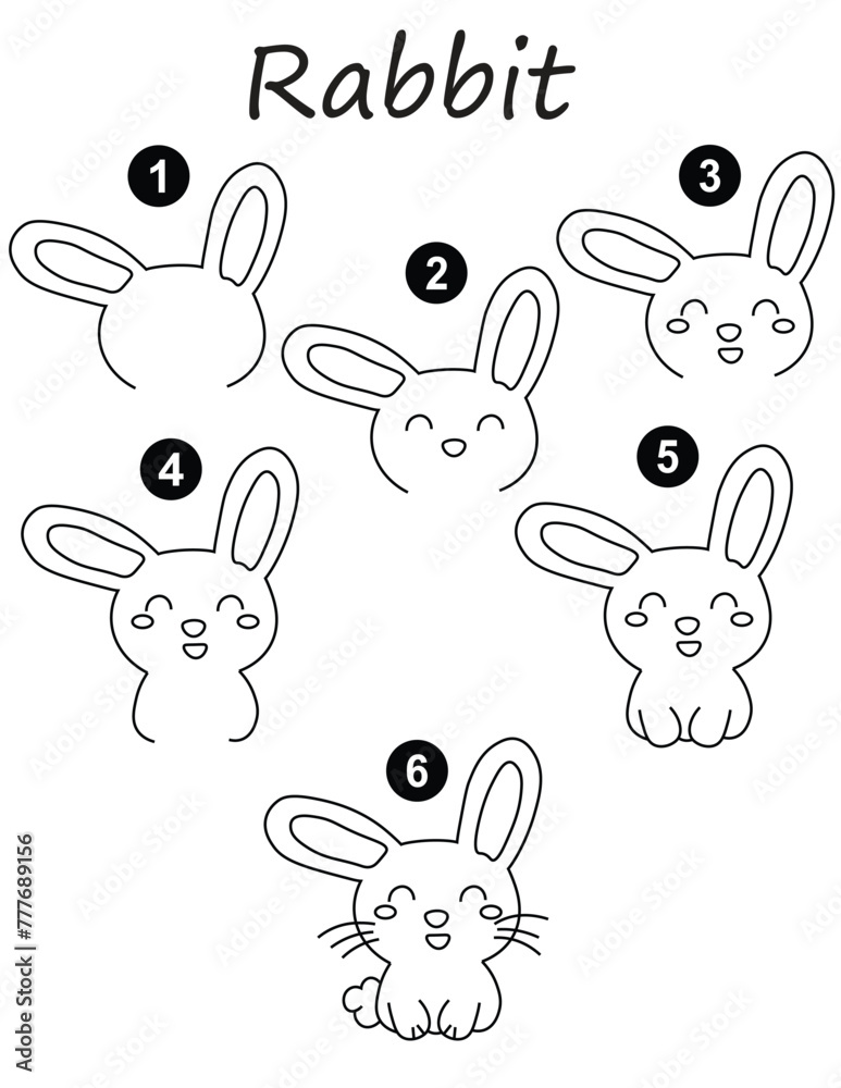How to draw a bunny hugging a big carrot vector illustration. Draw ...