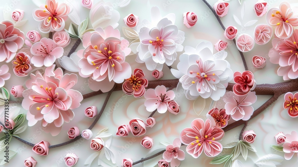 quilling artwork that captures the delicate beauty of Japanese cherry ...