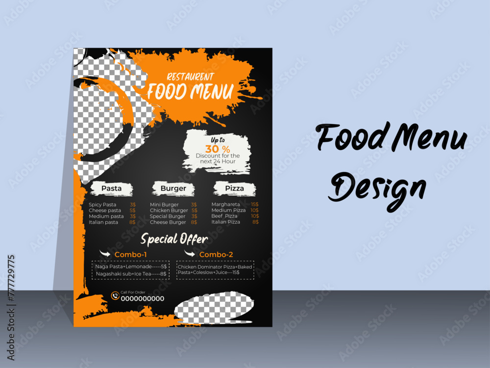 Modern Simple and elegant Food menu design for your restaurant with ...