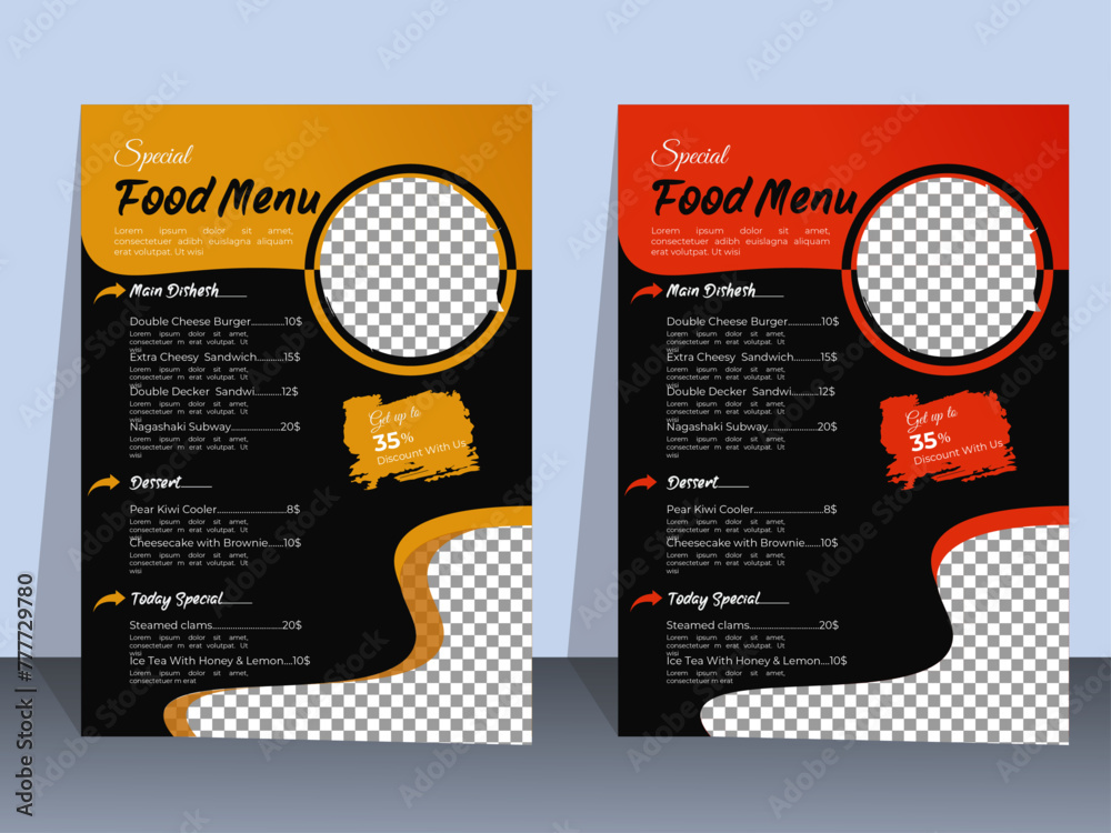 Modern Simple and elegant Food menu design for your restaurant with ...