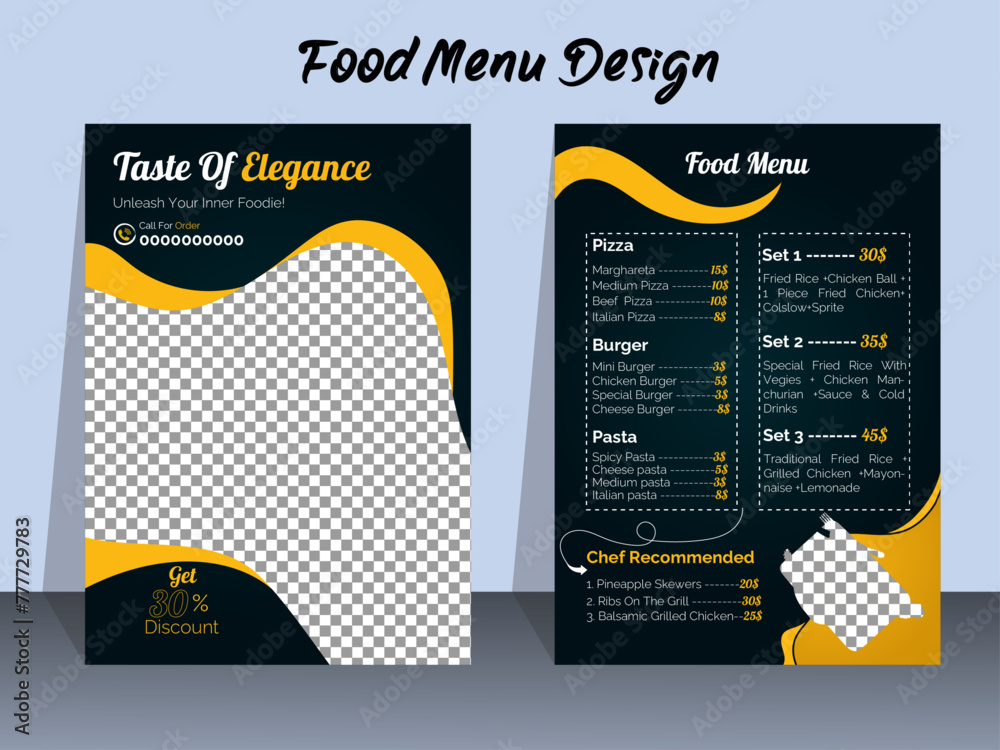 Modern Simple and elegant Food menu design for your restaurant with ...