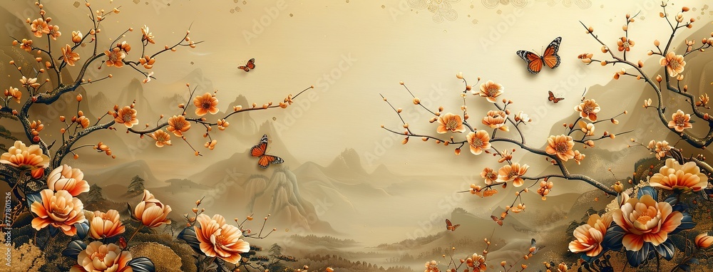 Luxury gold oriental style background vector. Chinese and Japanese ...