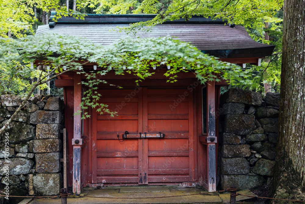 Maple Canopy Over Red Entrance Gate Stock Photo | Adobe Stock