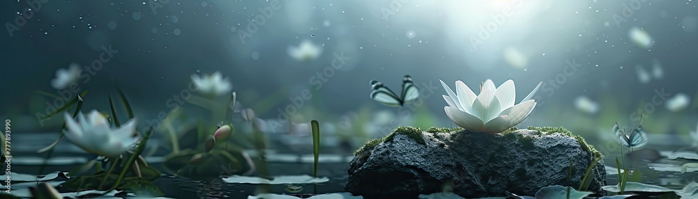 A user interface for a meditation app where calming butterfly ...
