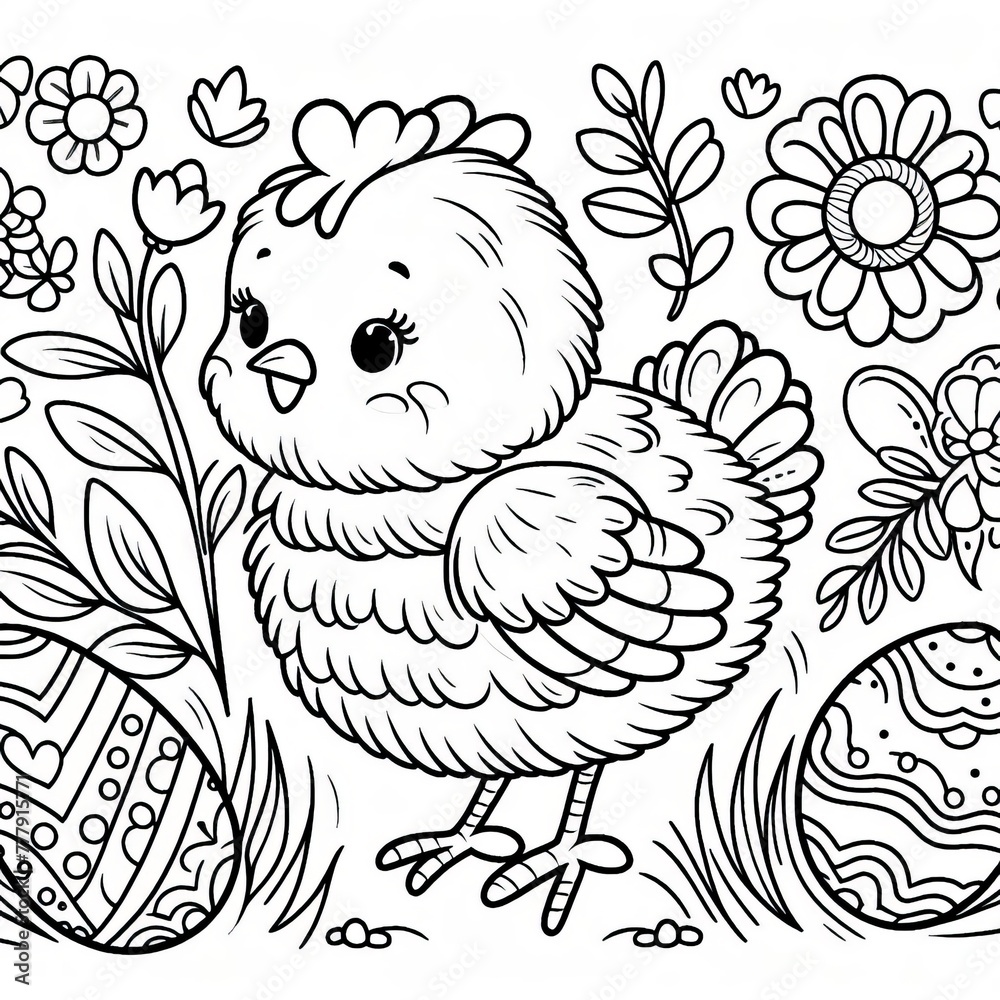 Coloring Page, Cute chicken Coloring Page for Preschoolers, Challenging ...