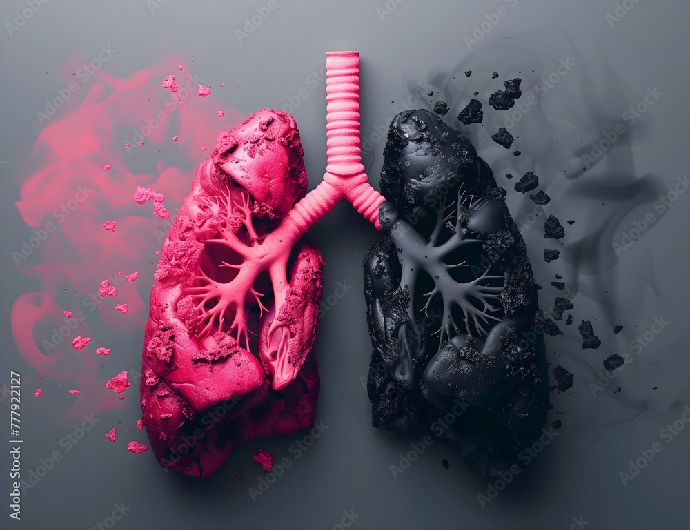powerful graphic illustrating the stark contrast between healthy pink ...