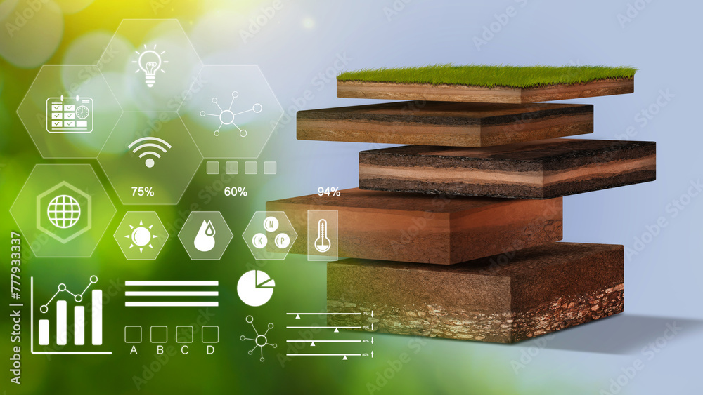 Isometric Soil Layers diagram with infographics, Smart farming and ...