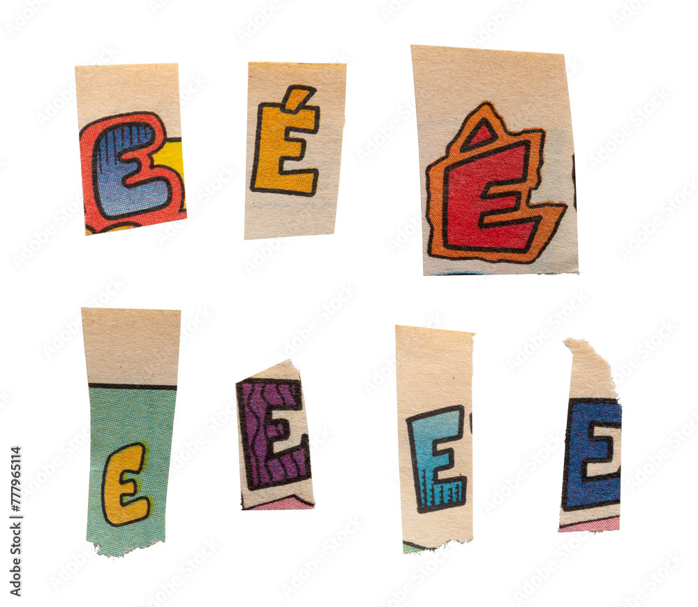 Ransom comics font type E from printout comics, HQ, cutout, collage ...