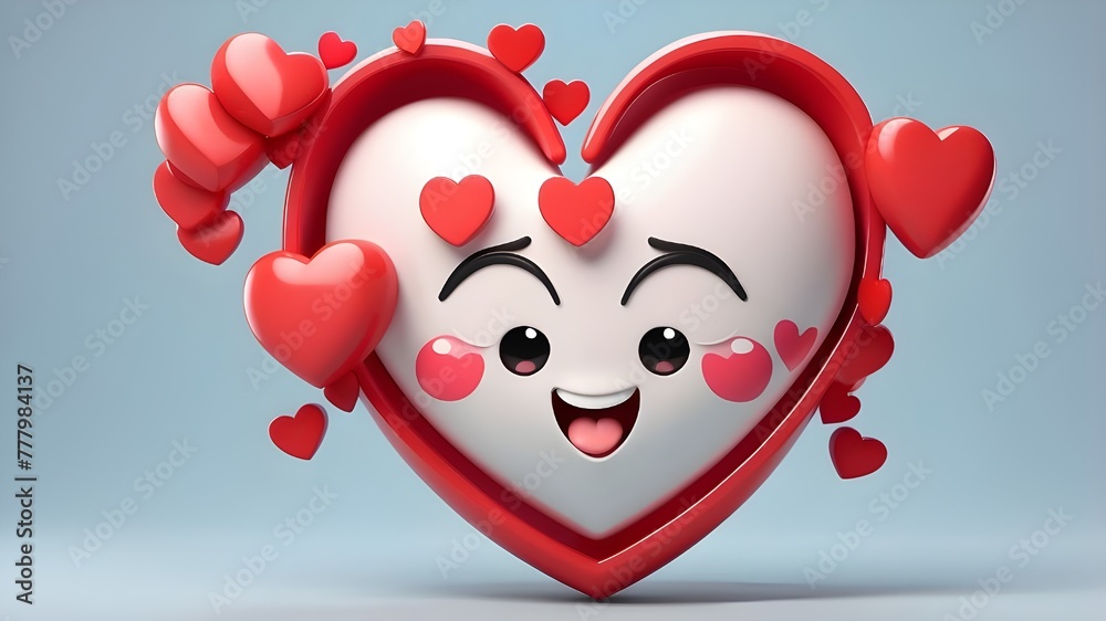 Red heart-shaped emoji emoticon character. two-dimensional animated ...