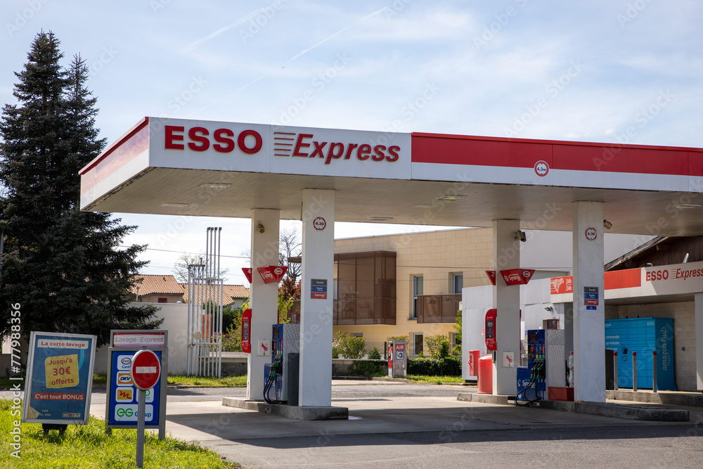 Esso express synergy fuel gas station logo text and brand sign Stock ...