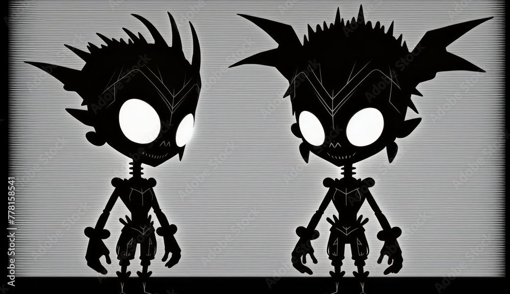 shadow puppets vinyl doll creature sprite sheet front and side view ...