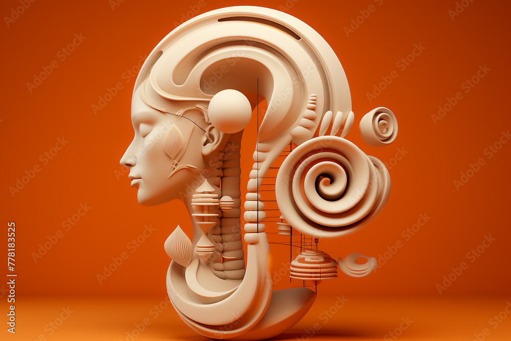 A detailed clay render of the vestibular system within the ear ...