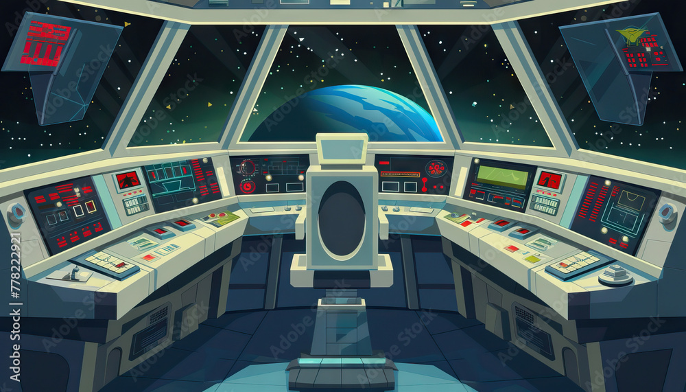 Stock-Illustration „Sci-Fi Spaceship Bridge: A futuristic spaceship ...