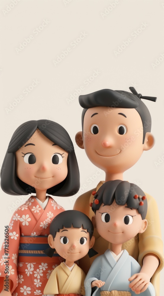 Close-Up Image of a Modern Japanese Family, Celebrating the Strength of ...