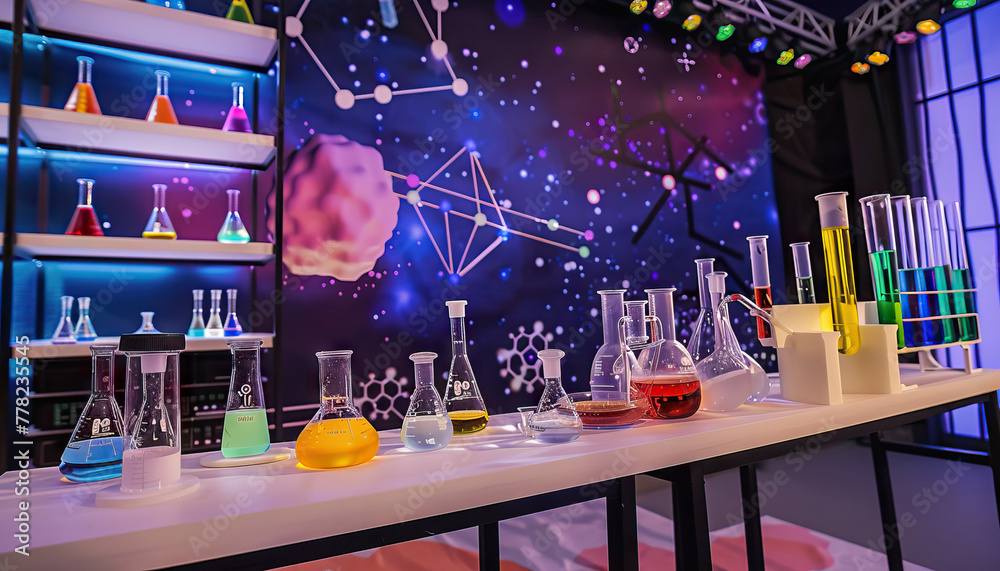 Science Lab Talk Show Set: Laboratory-inspired set with scientific ...