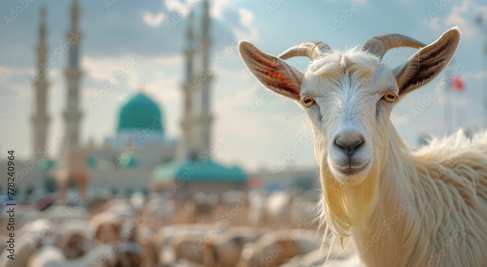 Goat Qurban Eid al adha mubarak festival islamic background Generated ...