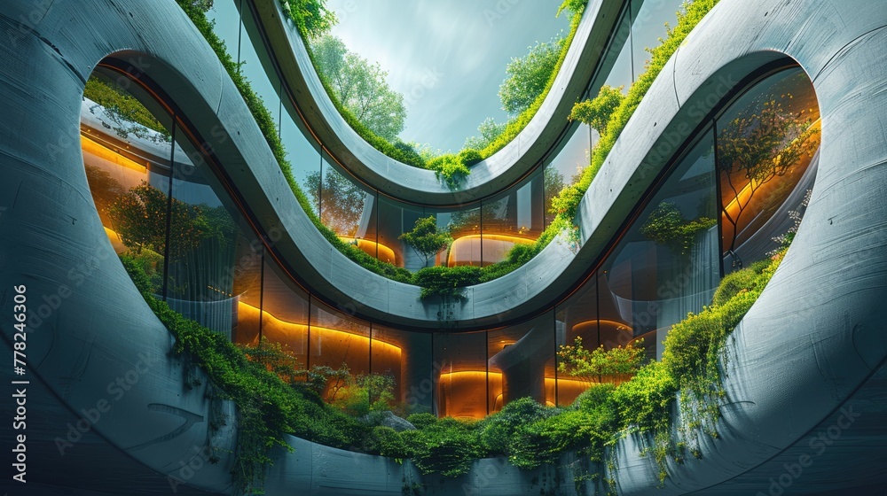 Abstract illustration of biomimicry in architecture, showing how nature ...