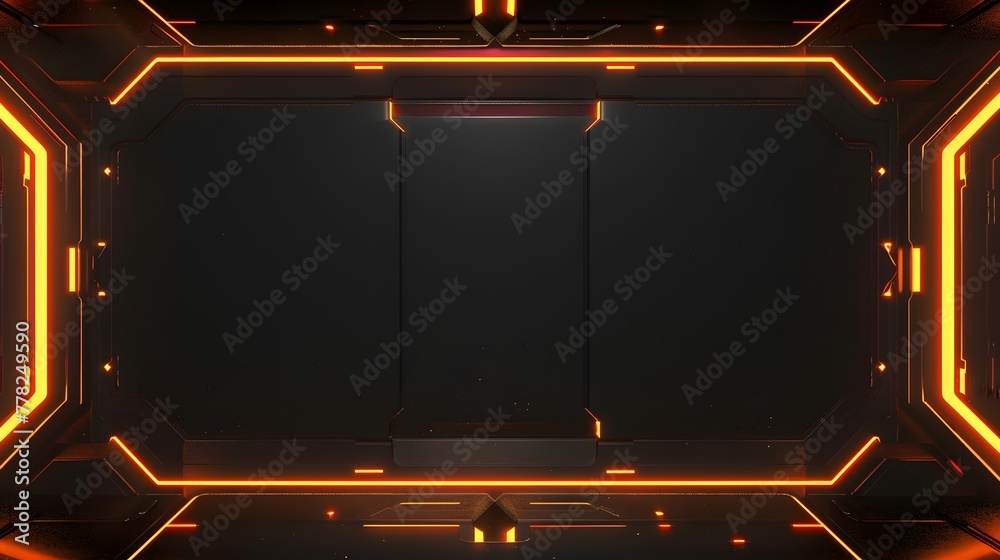 Innovative black and orange live stream overlay video screen interface ...