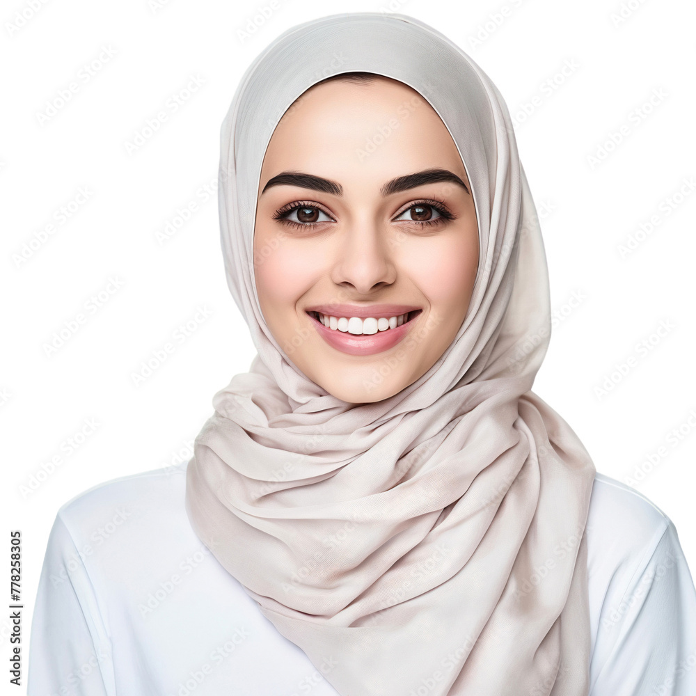 Headshot of a beauty smiling middle eastern woman wearing hijab ...
